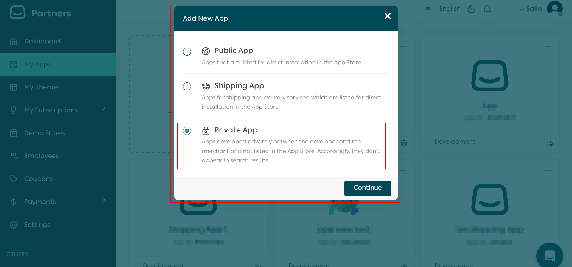 How to create and update Private Apps - Salla Developers