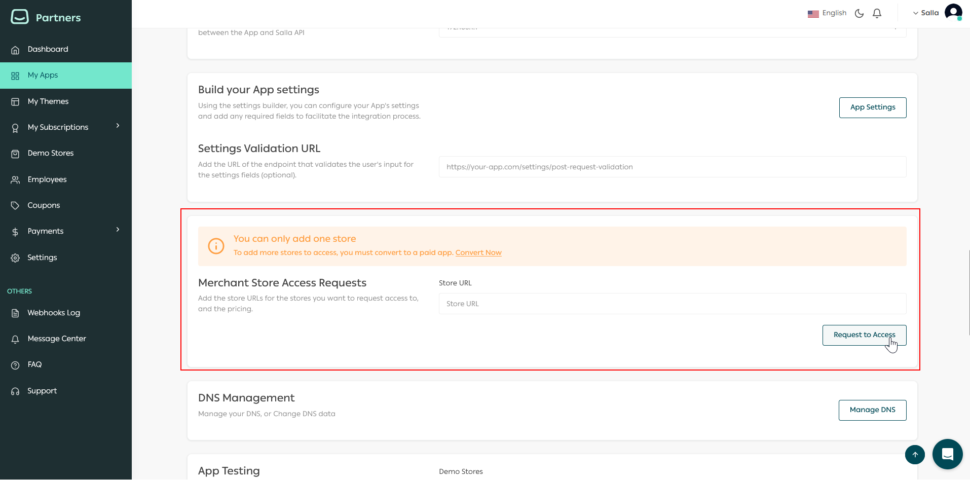 How to create and update Private Apps - Salla Developers
