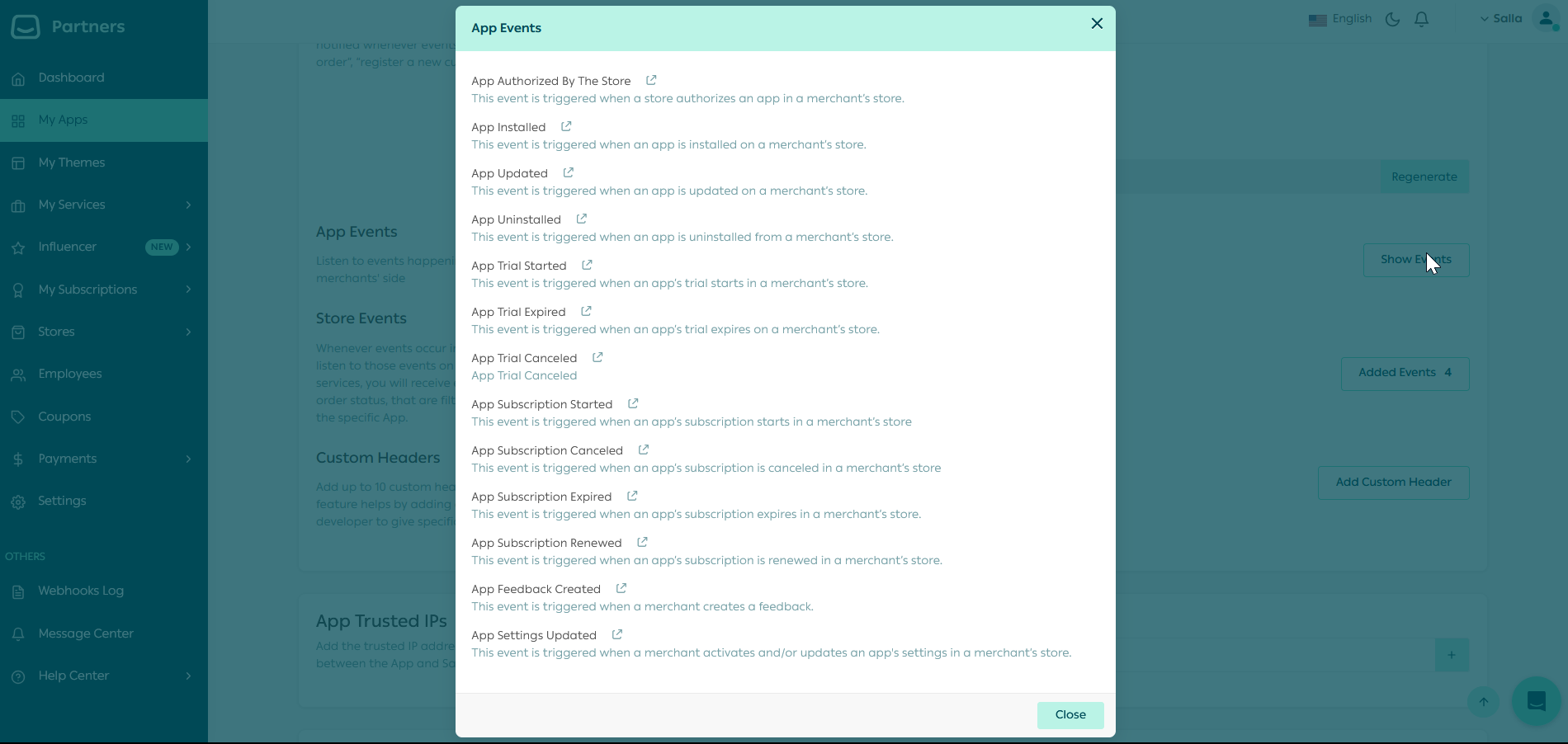 Create Your First App on Salla Partner Portal - Salla Developers