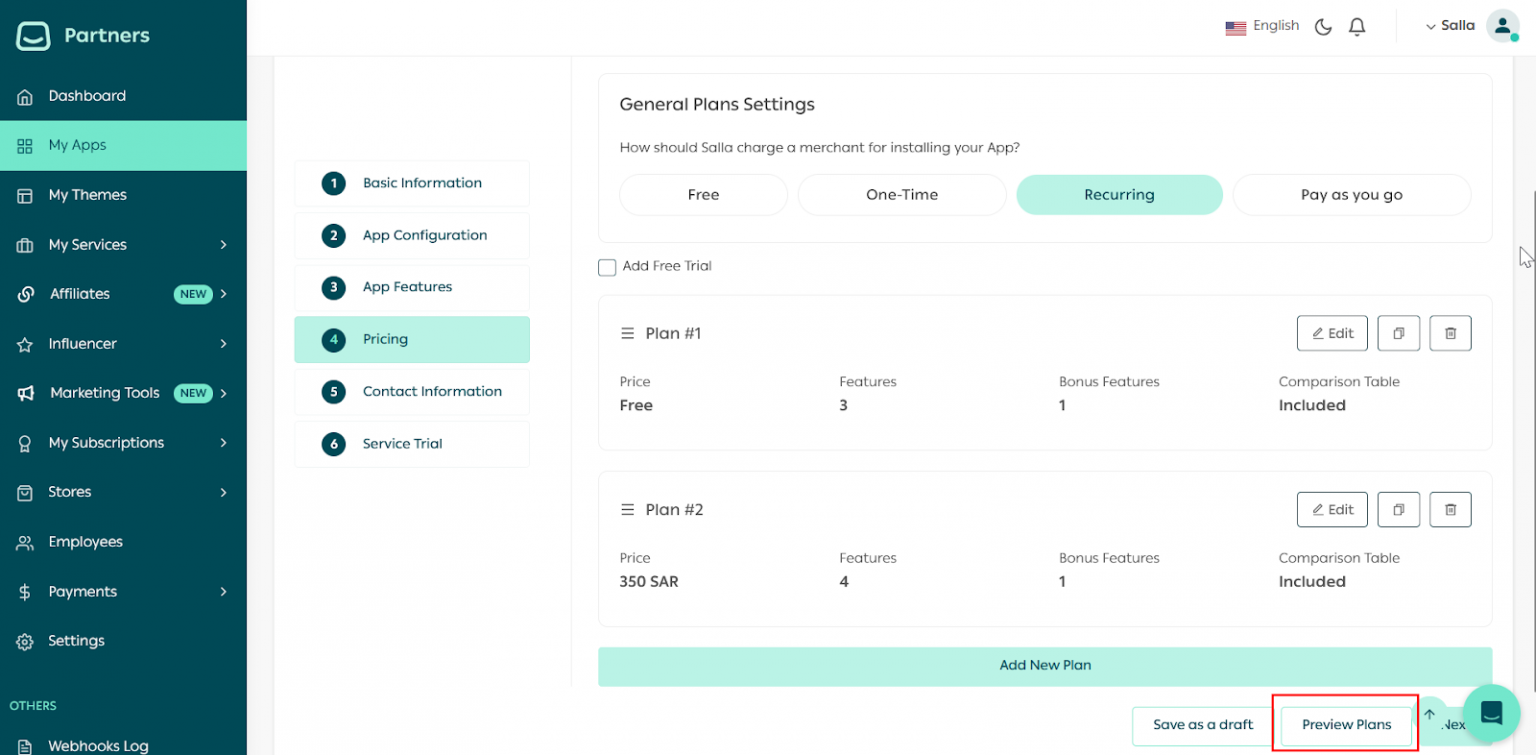 Compare App Features for your Salla Apps - Salla Developers